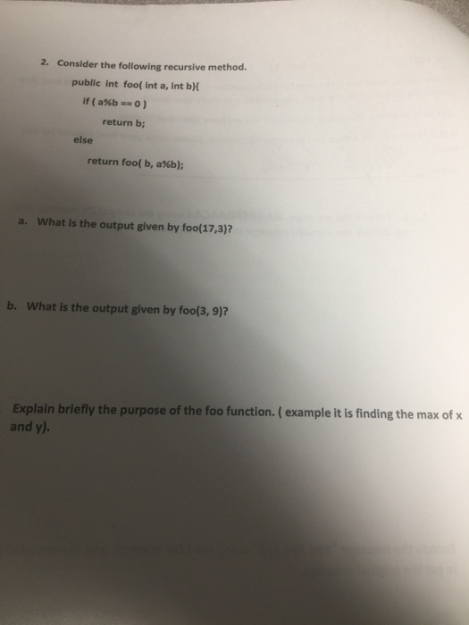 Solved 2. Consider the following recursive method. public | Chegg.com