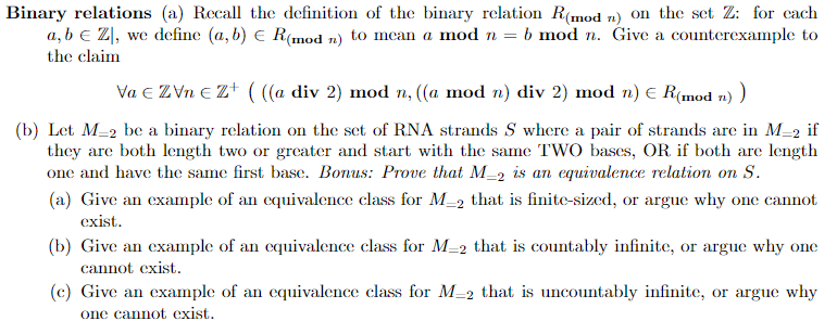 Solved Binary relations (a) Recall the definition of the | Chegg.com