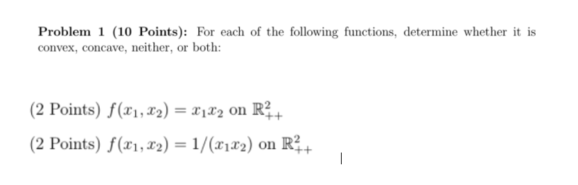 Solved Problem 1 (10 Points): For each of the following | Chegg.com