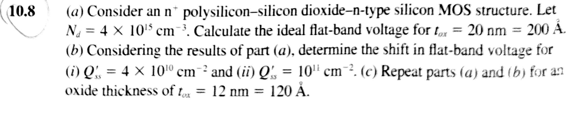 Solved (a) Consider an n+polysilicon-silicon dioxide-n-type | Chegg.com