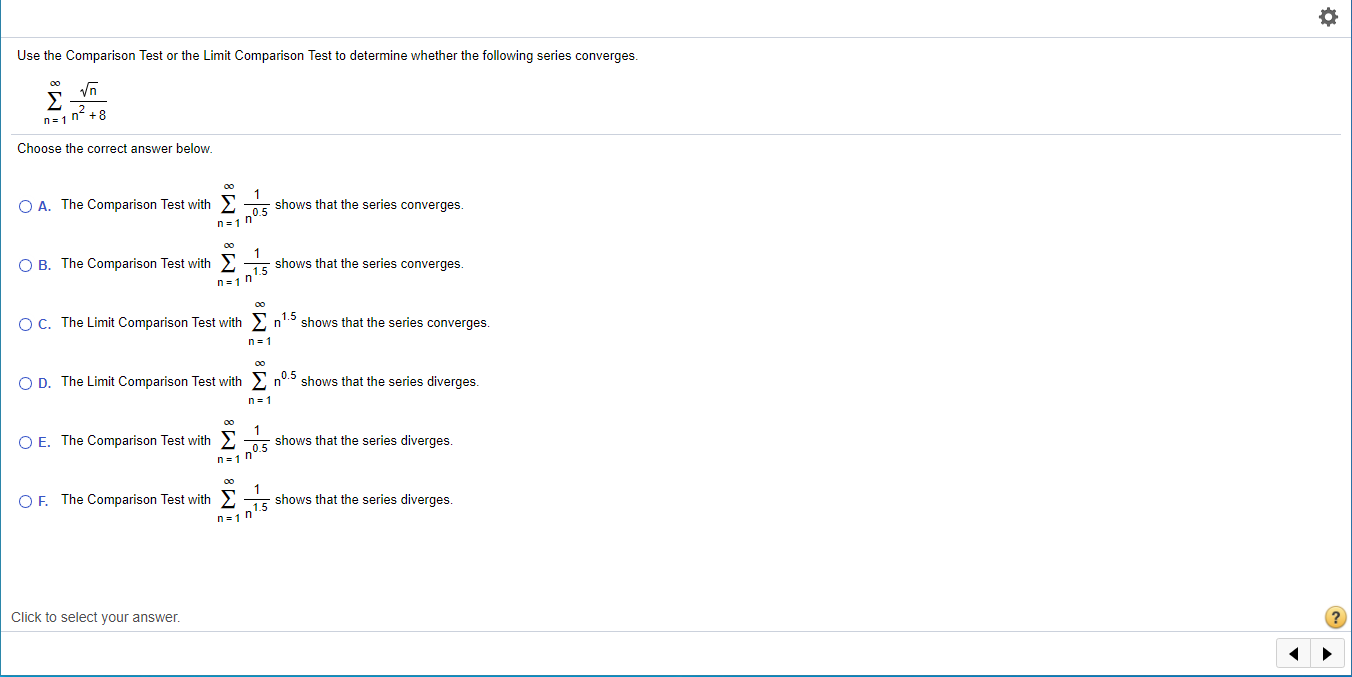 Solved Use the Comparison Test or the Limit Comparison Test | Chegg.com