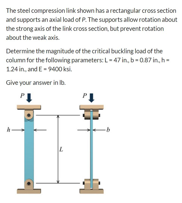 Solved The steel compression link shown has a rectangular | Chegg.com