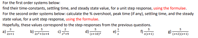 Solved For the first order systems below: find their | Chegg.com