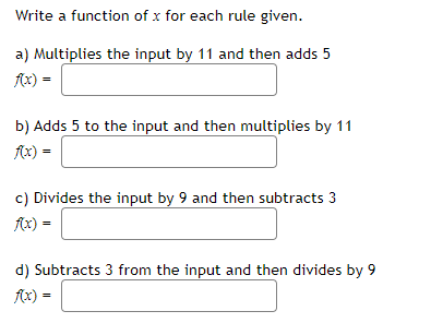 Solved Write a function of x for each rule given. a) | Chegg.com