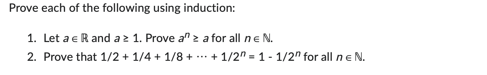Solved Prove each of the following using induction: 1. Let | Chegg.com