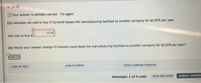 Solved Exercise 8-8 (Part Level Submission) The Concord | Chegg.com