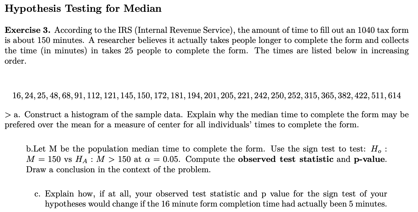 Solved Exercise 3. According to the IRS (Internal Revenue | Chegg.com