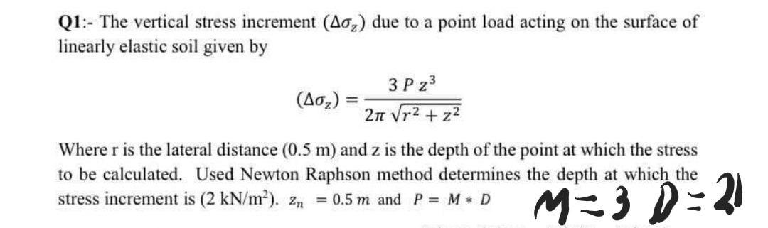 Solved Q1:- The vertical stress increment (402) due to a | Chegg.com