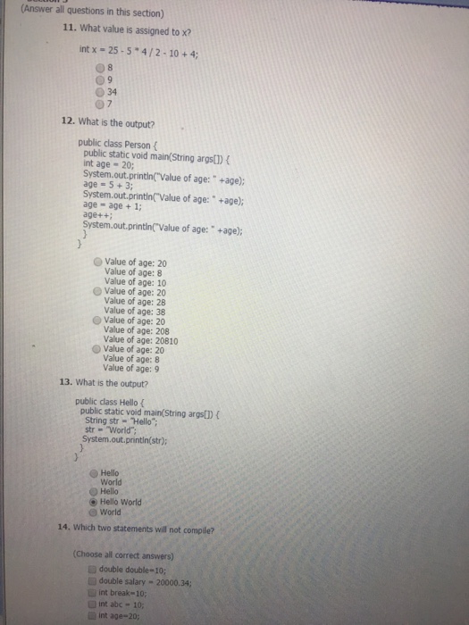 Solved (Answer all questions in this section) 11. What value | Chegg.com