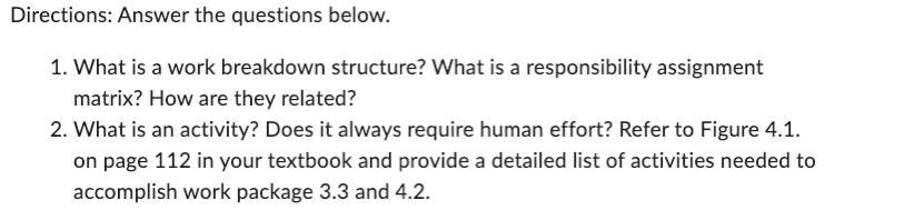 Solved Directions: Answer the questions below. 1. What is a | Chegg.com