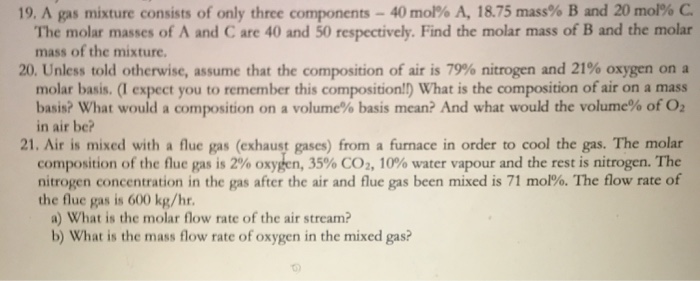 Solved 19, A gas mixture consists of only three | Chegg.com