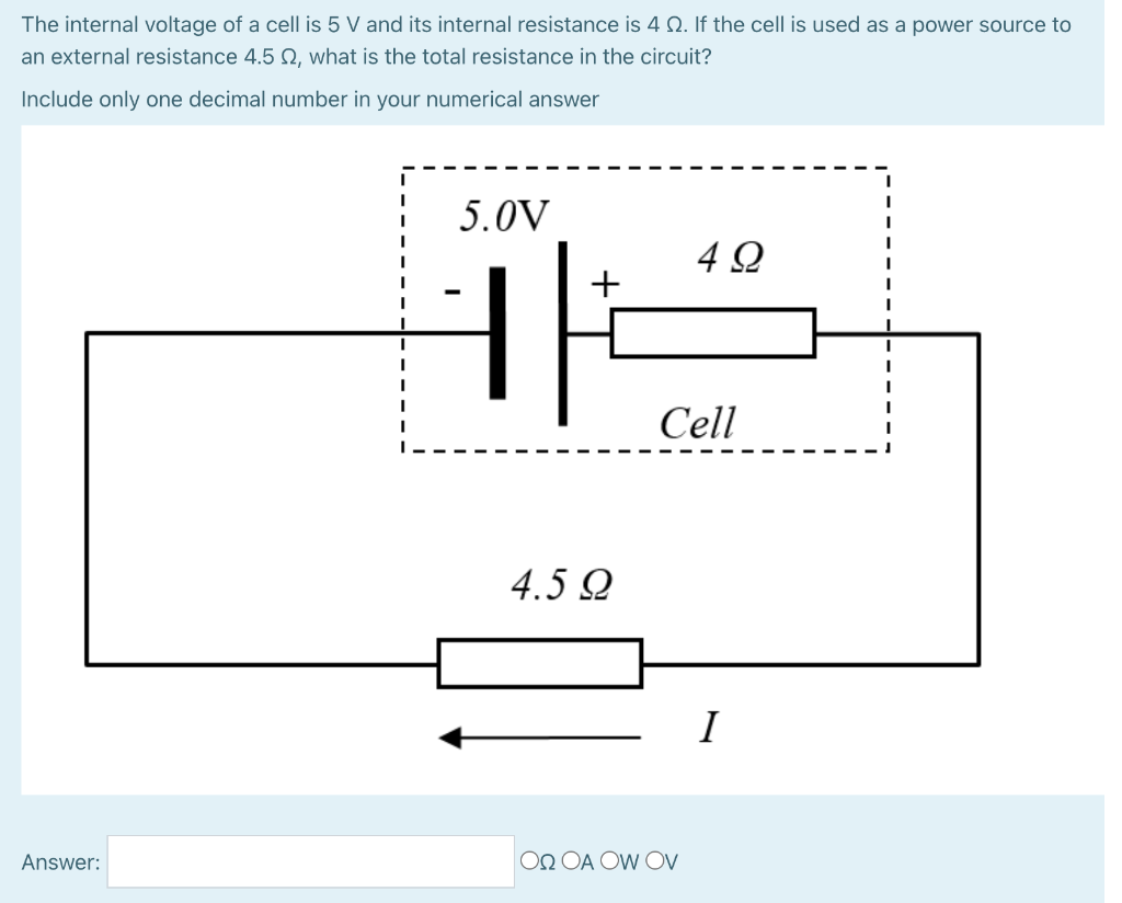 Solved The internal voltage of a cell is 5 V and its | Chegg.com