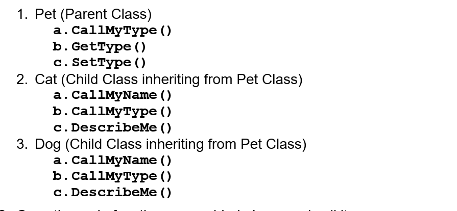 Solved C++ Can you create a Pet.cpp, Cat.cpp and Dog.cpp | Chegg.com