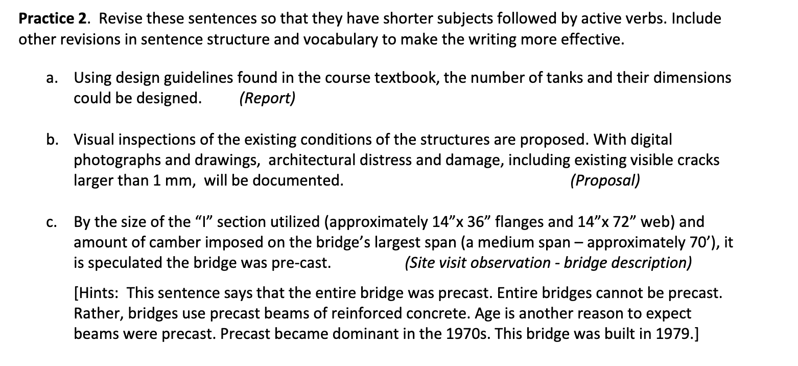 Solved Practice 2. Revise these sentences so that they have | Chegg.com