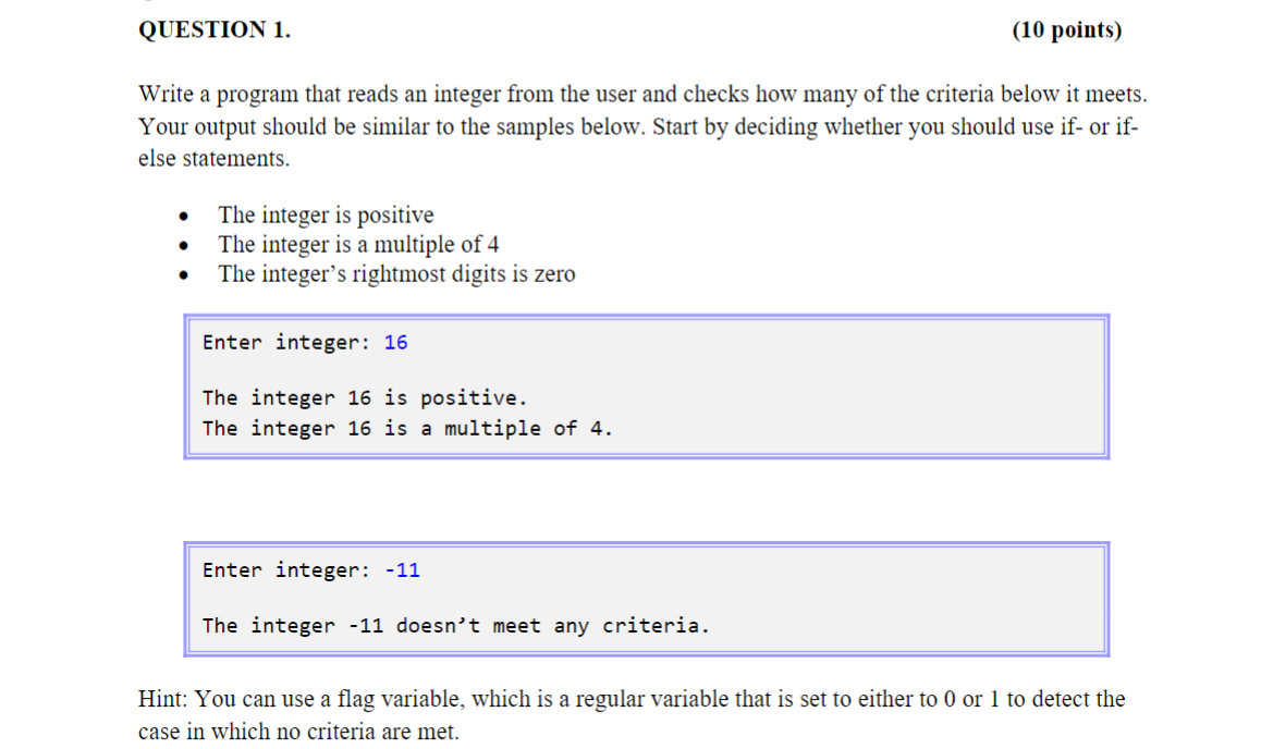 Solved Write A Program That Reads An Integer From The User 4329