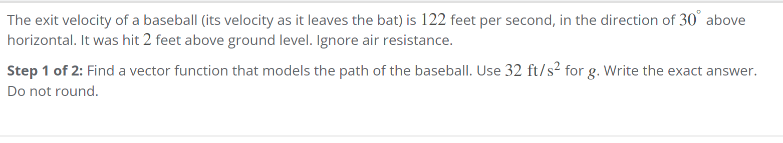 Solved The exit velocity of a baseball (its velocity as it | Chegg.com
