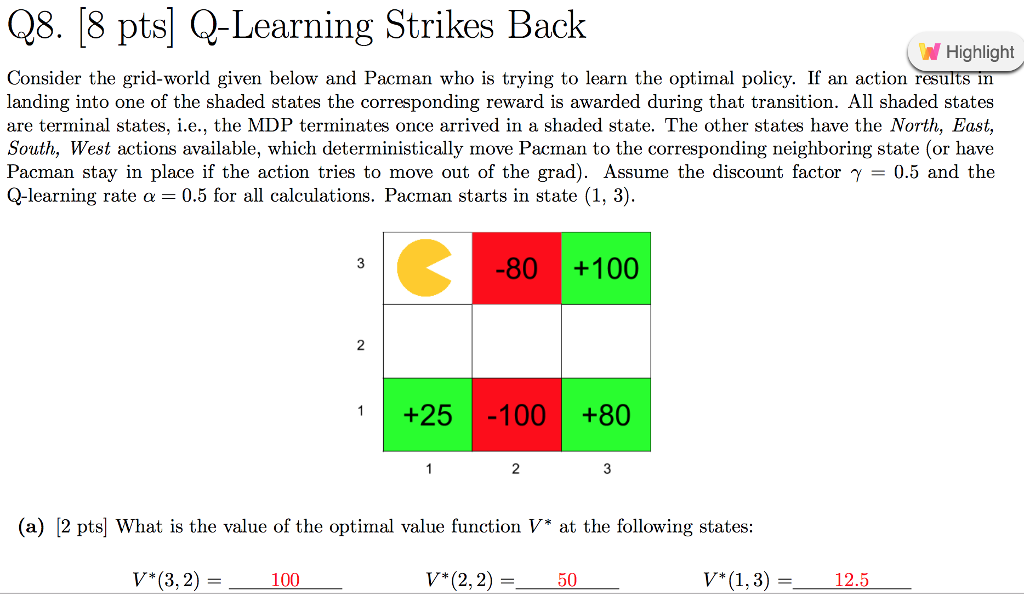 Q learning problem. I know basics but I have hard | Chegg.com