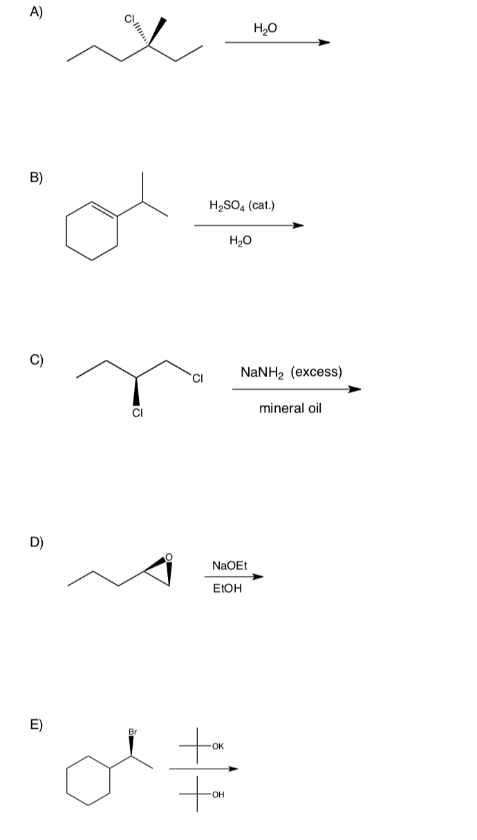 Solved "Kno H2O H2SO4 (cat.) H20 C) NaNH2 (excess) ºr women | Chegg.com