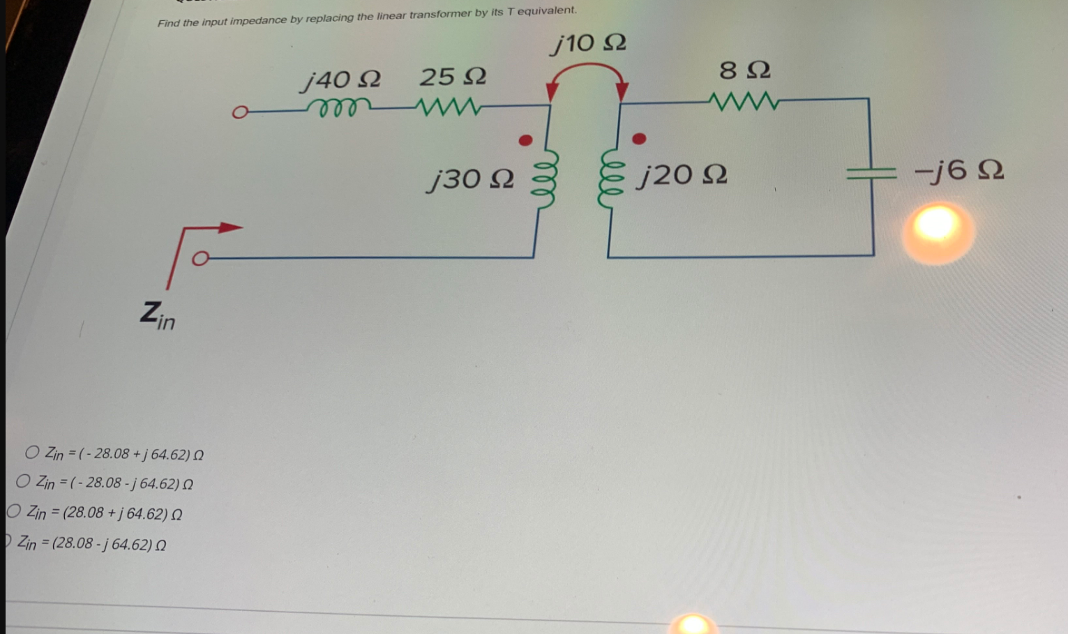 Solved Find the input impedance by replacing the linear | Chegg.com