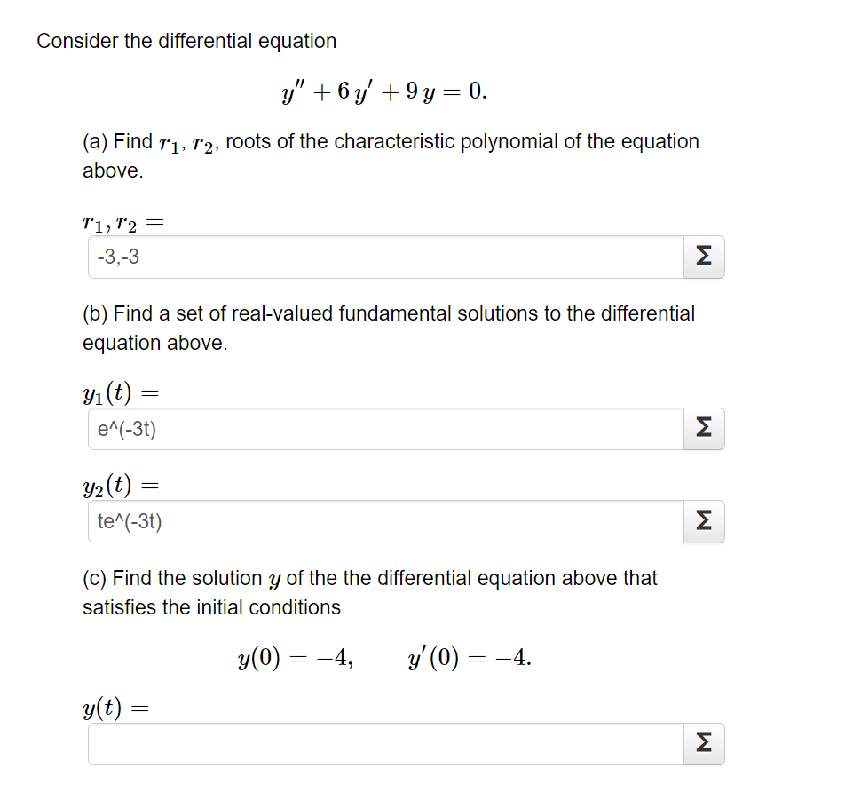 Solved Consider the differential equationy''+6y'+9y=0.(a) | Chegg.com