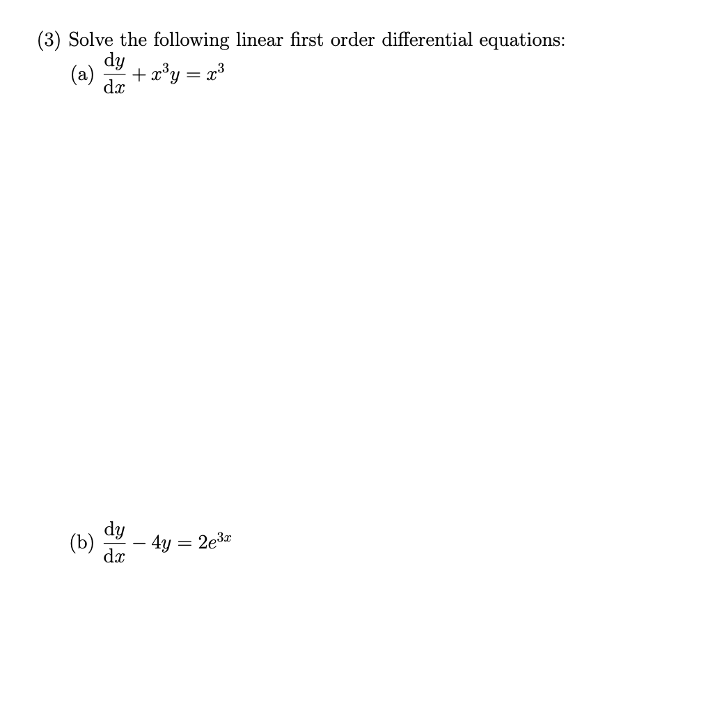 Solved 3 Solve The Following Linear First Order