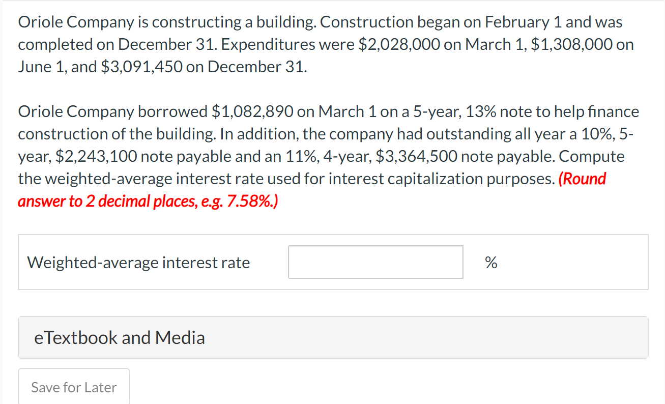 Solved Oriole Company is constructing a building. | Chegg.com