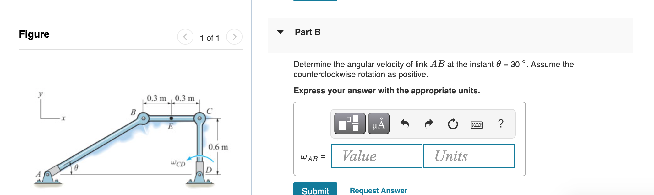 Solved Part A If link CD has an angular velocity of WCD = 4 | Chegg.com