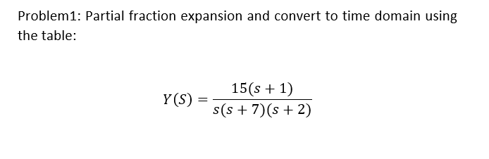 Problem1: Partial fraction expansion and convert to | Chegg.com
