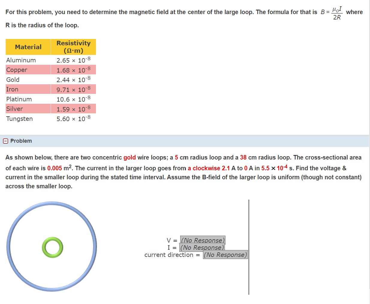 Solved ProblemAs ﻿shown below, there are two concentric gold | Chegg.com