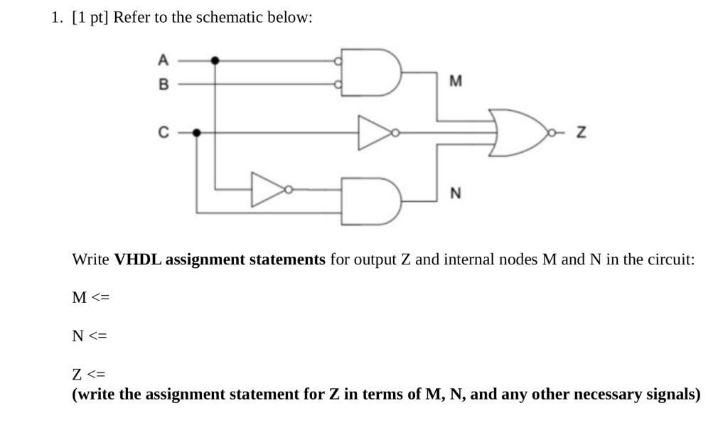 Solved 1. [1 pt] Refer to the schematic belovw Write VHDL | Chegg.com