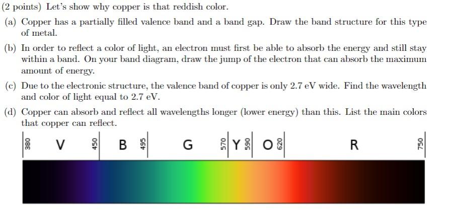 ( 2 points) Let's show why copper is that reddish | Chegg.com
