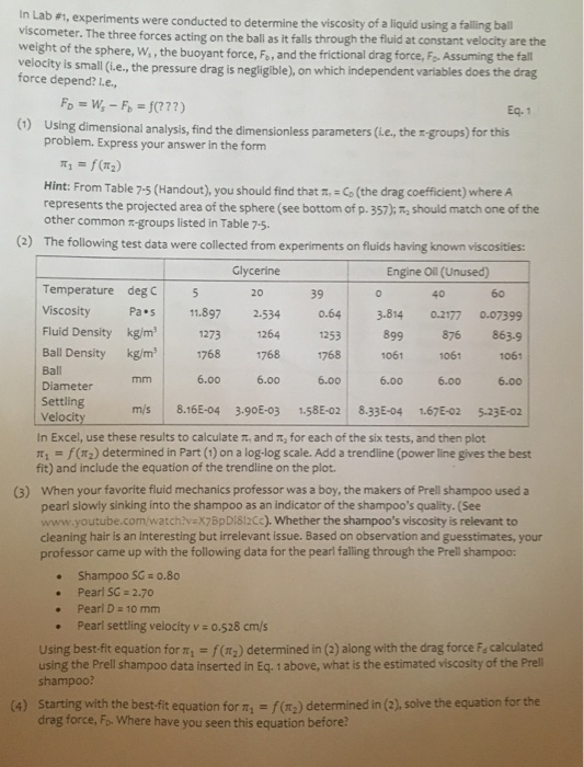 Solved In Lab #1, experiments were conducted to determine | Chegg.com