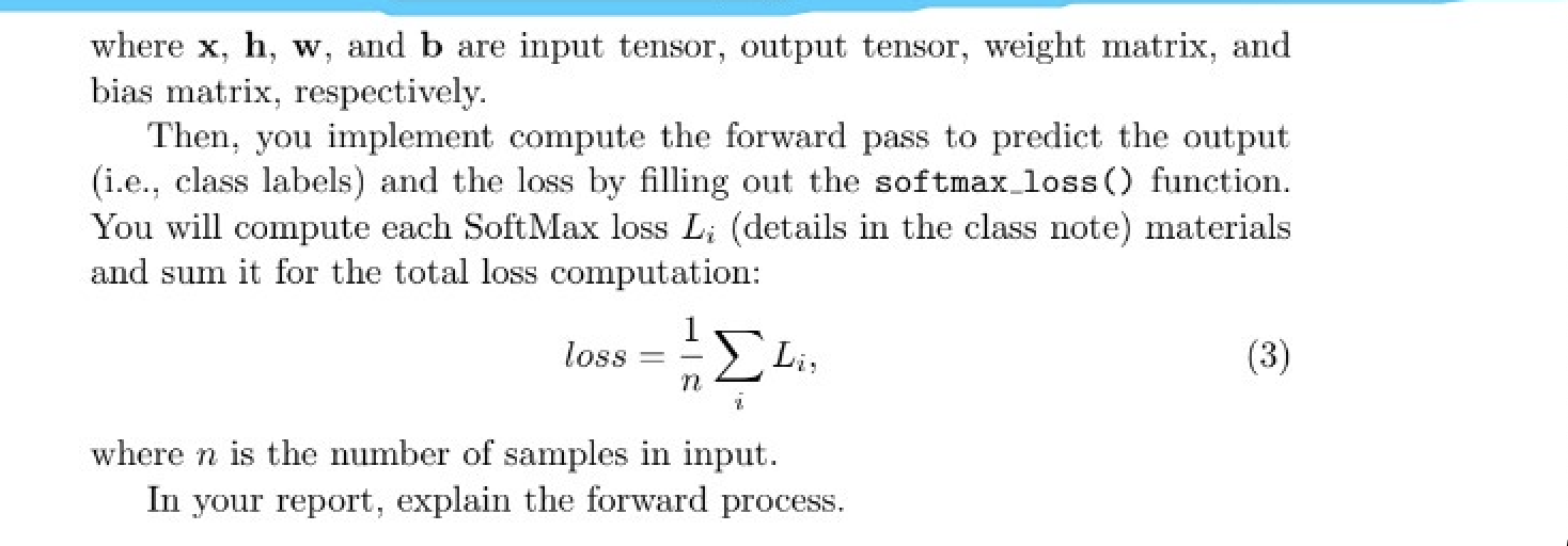 tef softmax_loss(self, x,y) : Compute the loss and | Chegg.com