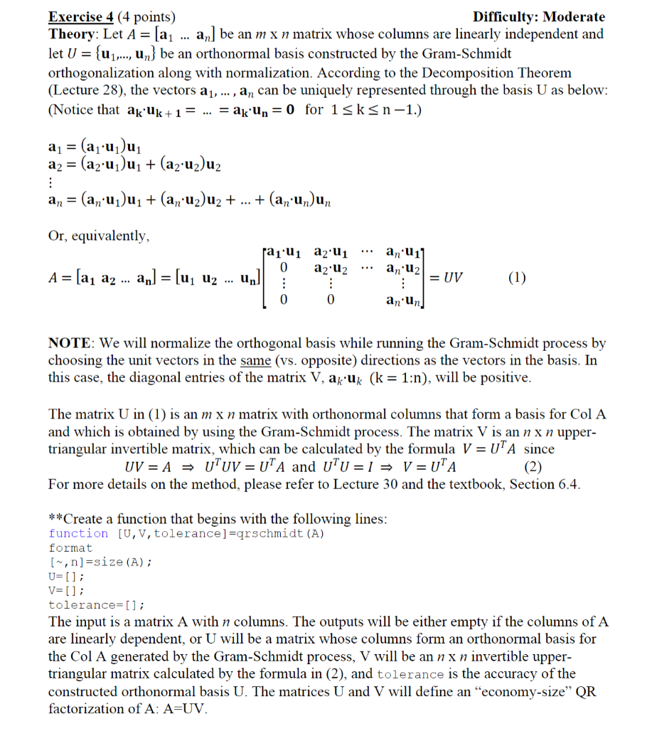 Exercise 4 (4 points) Difficulty: Moderate Theory: | Chegg.com