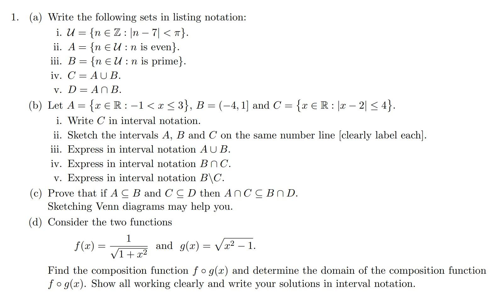 Solved (a) Write the following sets in listing notation: i. | Chegg.com