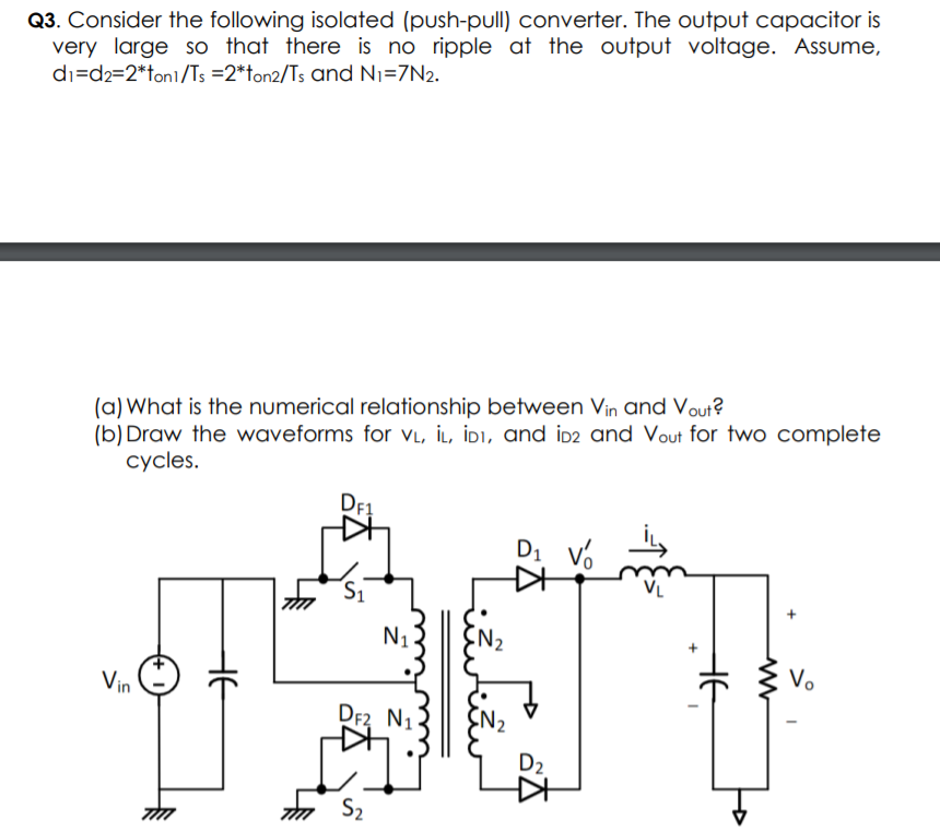 Solved Q3. Consider the following isolated (push-pull) | Chegg.com
