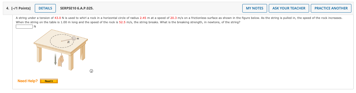 Solved When the string on the table is 1.00 m long and the | Chegg.com