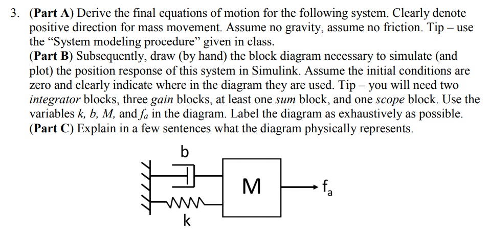 Solved 3. (Part A) Derive the final equations of motion for | Chegg.com