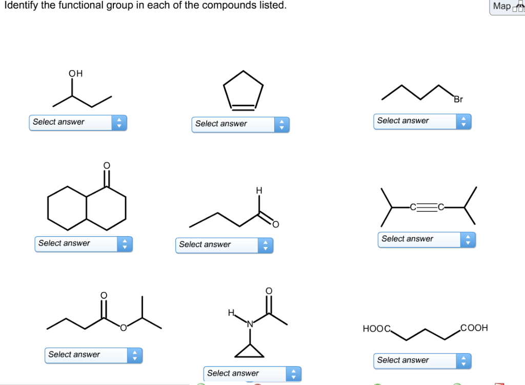 Solved Identify the functional group in each of the | Chegg.com