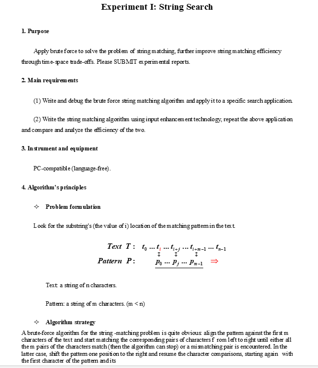 Solved Experiment I: String Search 1. Purpose Apply brute | Chegg.com