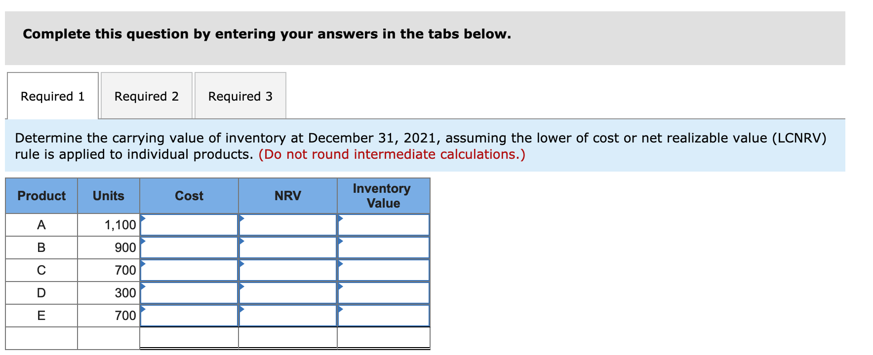 Solved Decker Company has five products in its inventory. | Chegg.com