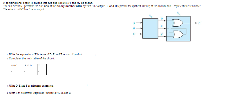 Solved A combinational circuit is divided into two | Chegg.com