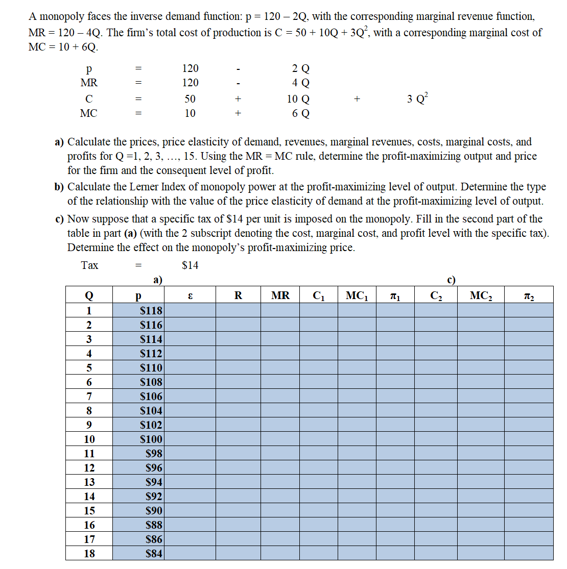 Solved A monopoly faces the inverse demand function: | Chegg.com