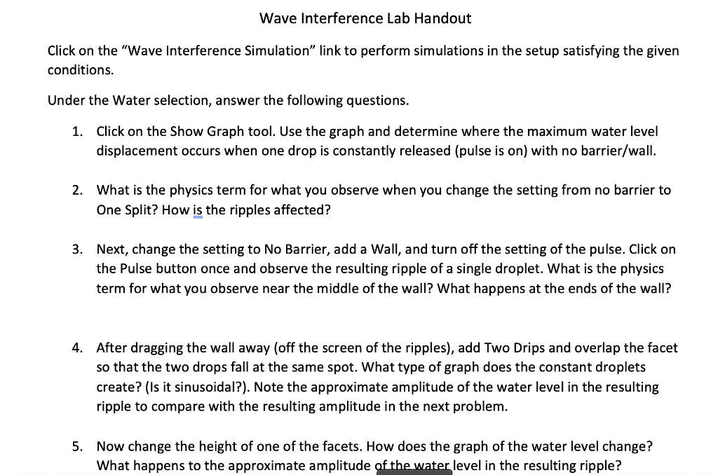 Solved Wave Interference Lab Handout Click on the "Wave | Chegg.com