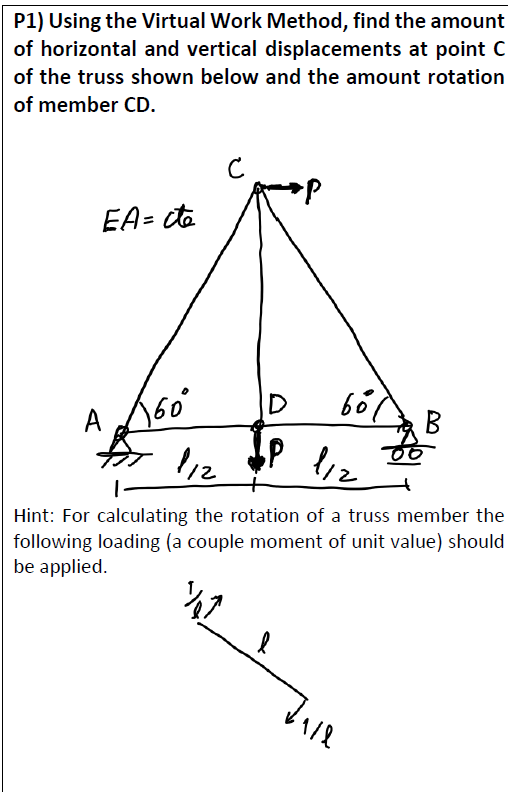 Solved P1) Using the Virtual Work Method, find the amount of | Chegg.com