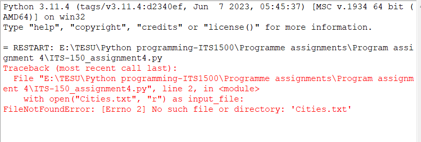Solved The file “Cities.txt” contains information about the | Chegg.com