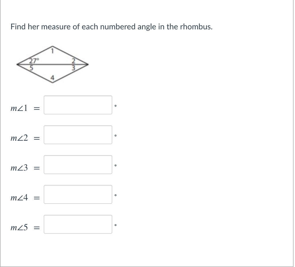 Solved Find her measure of each numbered angle in the | Chegg.com