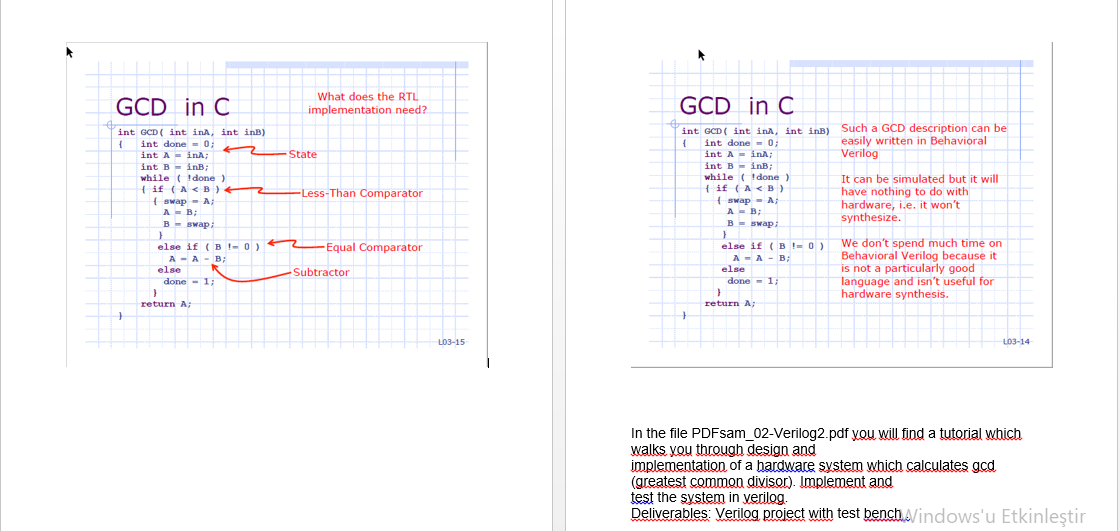 Solved GCD in C What does the RTL implementation need? int | Chegg.com