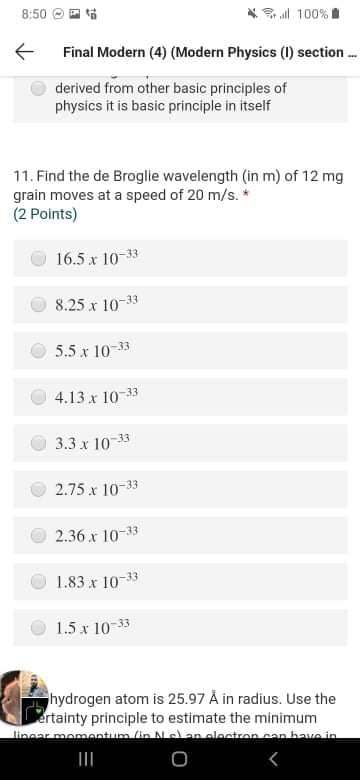 Solved 8:50 Sal 100% Final Modern (4) (Modern Physics (1) | Chegg.com