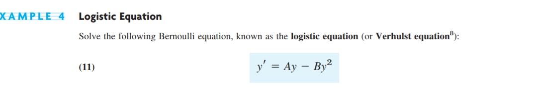 Solved XAMPLE 4 Logistic Equation Solve the following | Chegg.com
